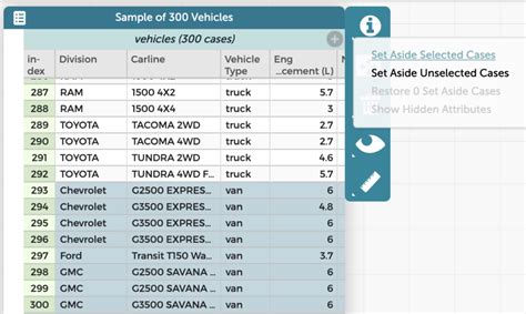 Set Aside Data In A Table Codap