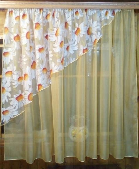 ᐉ Тюль коротка Фая Ромашка ліва Пісочний 14559703 • Краща ціна в Києві Україні • Купити в