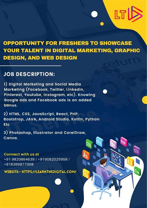 Opportunity For Freshers To Showcase Their Talent In Digital Marketing Graphic Designing Web