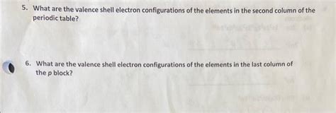 Solved What Are The Valence Shell Electron Configurations Chegg Com