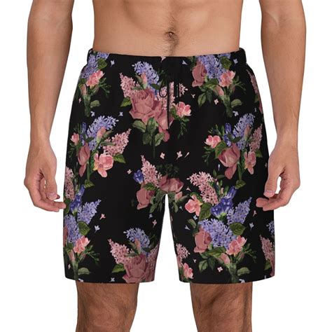 Kdxio Bouquet Print Mens Swim Trunks With Compression Liner 7 Inch