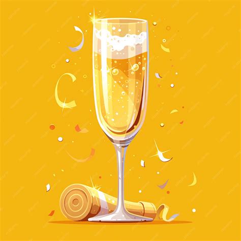 Fluta De Champán Espumoso Con Burbujas Obra Artística De Dibujos