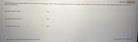Solved Points A Direct Mapped Cache Holds KB Of Useful Chegg Com