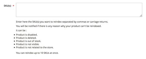 SKU Reindexing Form Magento 2 Algolia