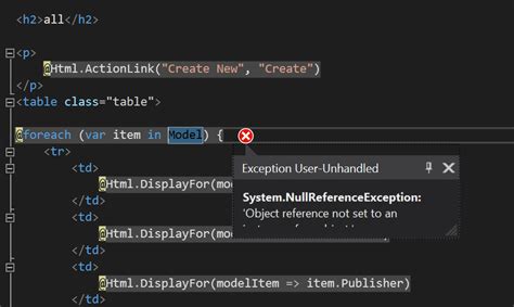 C Null Exception Thrown In View Stack Overflow