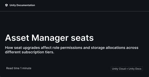 Asset Manager Seats • Unity Cloud • Unity Docs