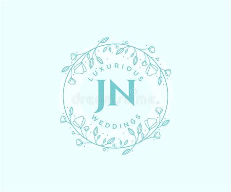Jn Initials Letter Wedding Monogram Logos Template Hand Drawn Modern