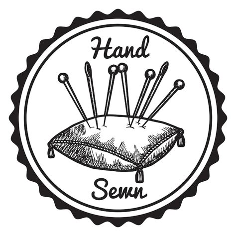 Premium Vector Hand Sewn Round Label Handmade Emblem Template