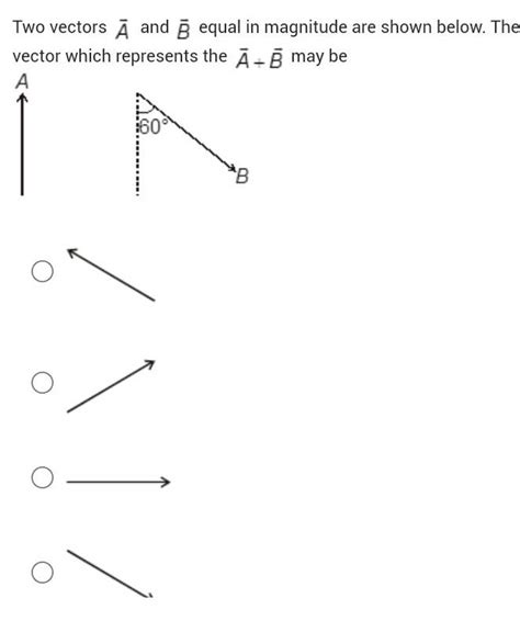 Two Vectors A And B Equal In Magnitude Are Shown Below The Vector Which