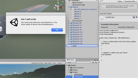 Cant Add Script Behaviour Assemblyinfocs The Script Needs To Derive