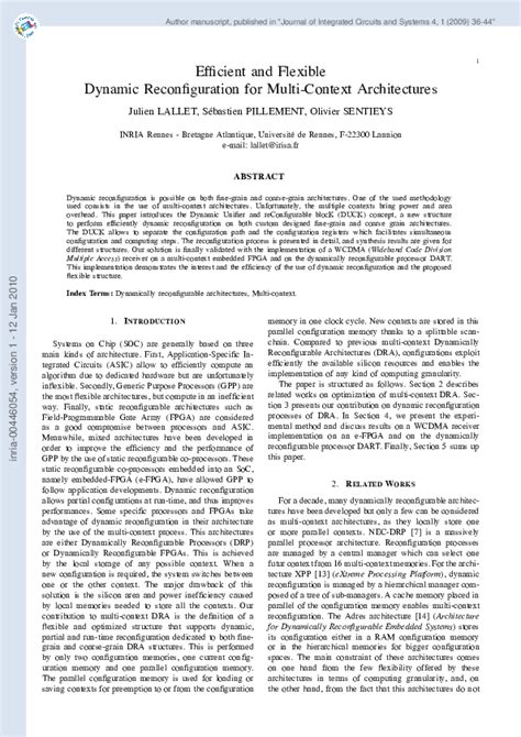 Pdf Efficient And Flexible Dynamic Reconfiguration For Multi Context Architectures