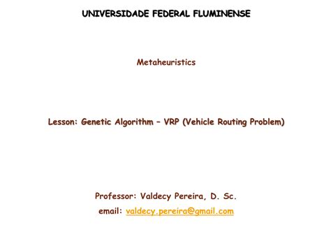 Pdf Metaheuristic Lesson Genetic Algorithm Vrp Vehicle Routing Problem