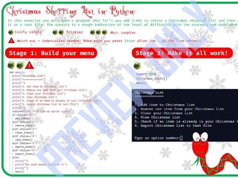 Christmas Shopping List In Python Teaching Resources