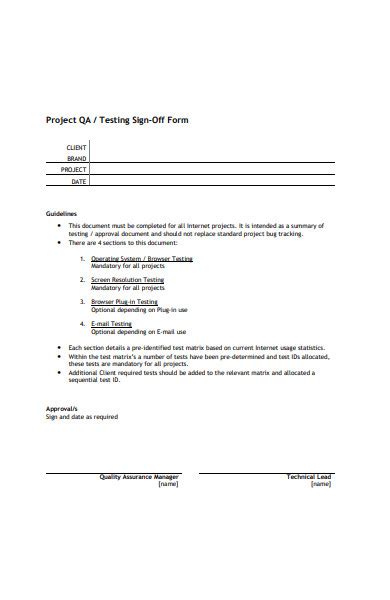 Free 51 Sign Off Forms In Pdf Ms Word Excel