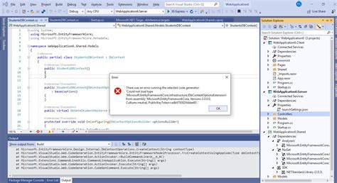 local tools vs2019 v16 1 there was an error running the selected code generator · issue