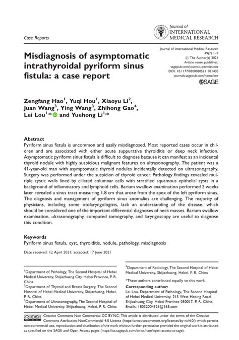 Pdf Misdiagnosis Of Asymptomatic Intrathyroidal Pyriform Sinus