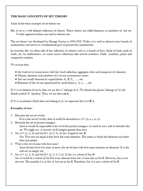 12 Set Theory Pdf Set Mathematics Numbers
