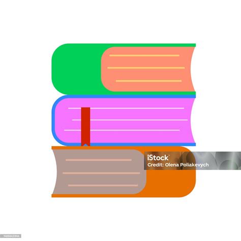 Vetores De Livros Empilham Ícone De Cor Em Estilo Plano Livro De Capa Plana Em Pano De Fundo
