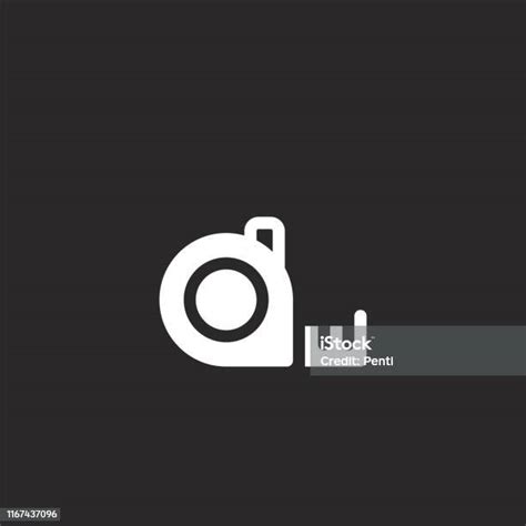 테이프 아이콘을 측정합니다 웹 사이트 디자인 및 모바일 앱 개발을위한 채워진 측정 테이프 아이콘 검은 색 배경에 격리 채워진 건축 컬렉션에서 테이프 아이콘을 측정합니다