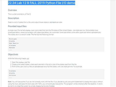 2234 Lab 12 B Fall 2019 Python File Io Demo