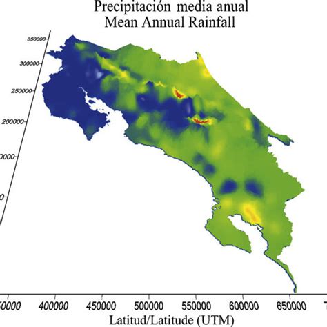 Mean Annual Rainfall Of Costa Rica From Kohlmann Et Al 2002