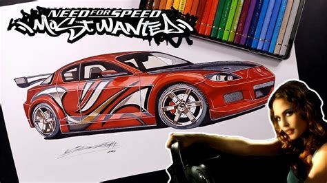 Nfs Most Wanted Mia`s Mazda Rx 8 Drawing Time Lapse Youtube