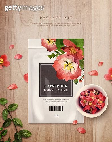 포장 인조물건 차 뜨거운음료 티백 차 탑앵글 꽃 동백 온대지방꽃 이미지 Jv11112961 게티이미지뱅크
