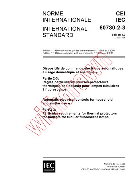 Iec 60730 2 3 1990 Automatic Electrical Controls For Household And Similar Use Part 2 Particular