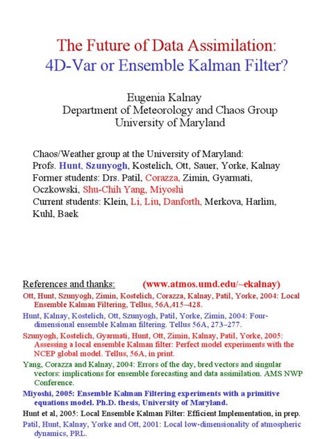 4dvar Or Enkf Kalnay Pdf Estimation Theory Computational Science