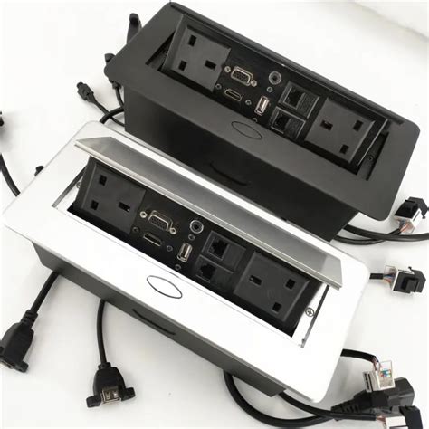 Multimedia Metal Pop Up Floor Conference Table Electric Power Data Usb Socket Box UK Power