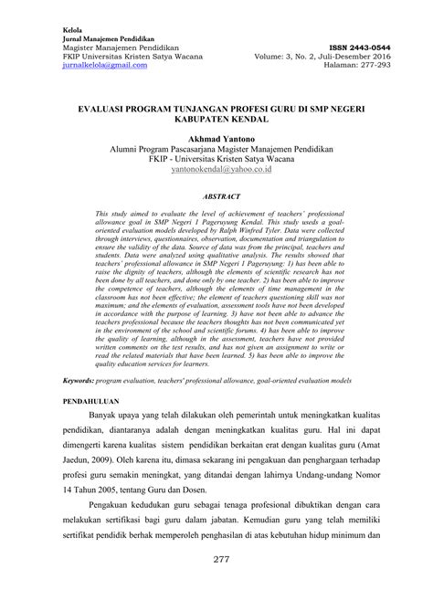 Goal Oriented Evaluation Model Dikembangkan Oleh Tyler Seputar Model