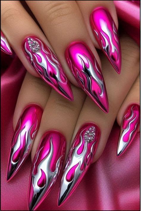 Nail Art Designs Pink Chrome Hot Pink And Chrome Nails Chrome 3d