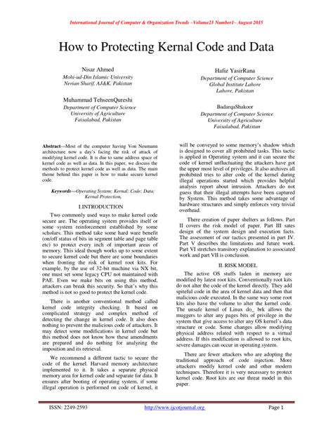 Pdf How To Protecting Kernal Code And Data
