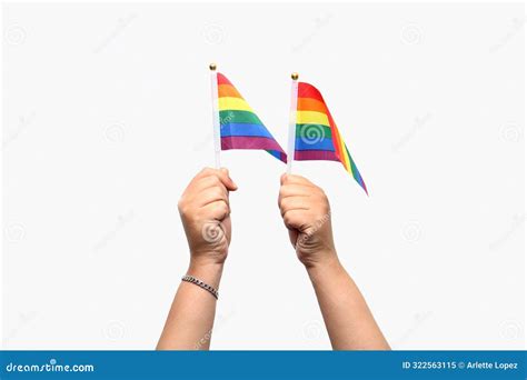 Hands Show The Lgbtq Flag Symbol Of Discriminated And Persecuted