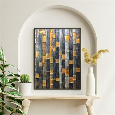 Modern Metallic Abstract Wall Art Industrial Chic Decor Etsy