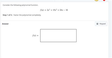 Solved Consider The Following Polynomial Function F X Chegg