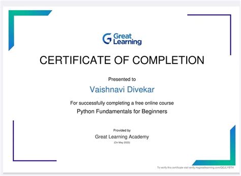 Vaishnavi Divekar On Linkedin Great Learning Certificate For