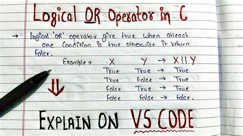 Logical Or Operators In C Programming Easy Explanation L Handwritten