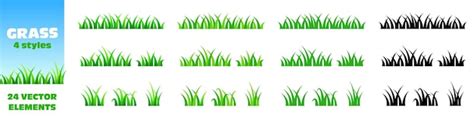 Premium Vector Grass Border Grass Border Set Realistic Cartoon Flat