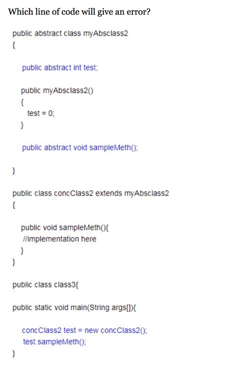 Solved Which Line Of Code Will Give An Error Public