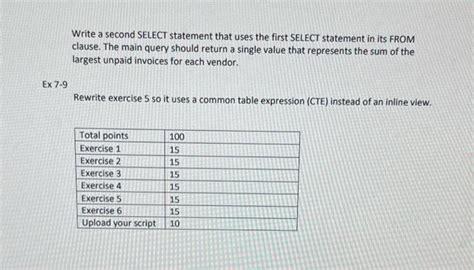 Solved Ex 7 1 Write A Select Statement That Returns The Same