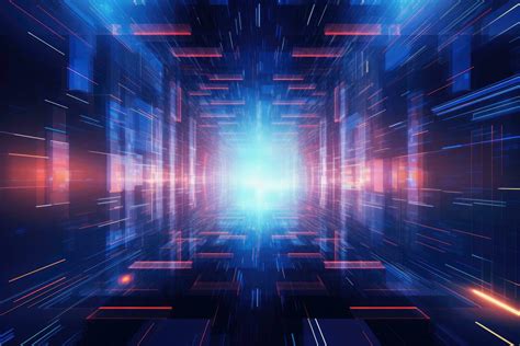 AI Generated Abstract Technology Background With Glowing Lines And