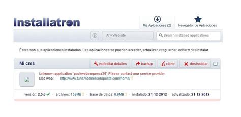 Unknown Application `packwebempresa25 Please Contact Your Servi