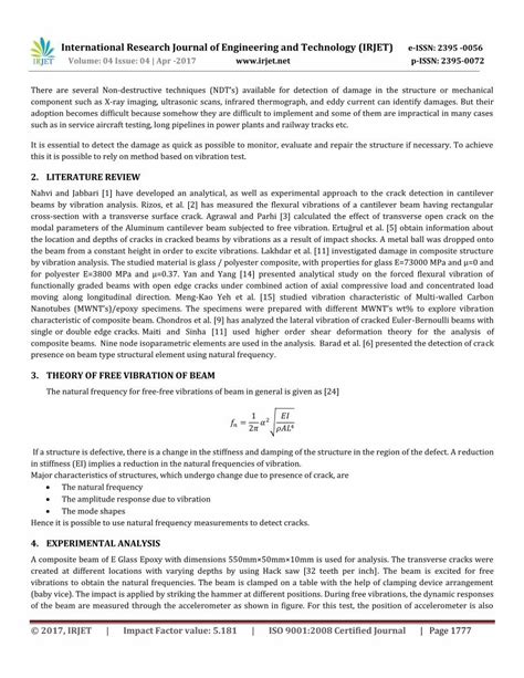 Download Pdf Crack Detection In Composite Cantilever Beam By · Theory Of Free Vibration Of
