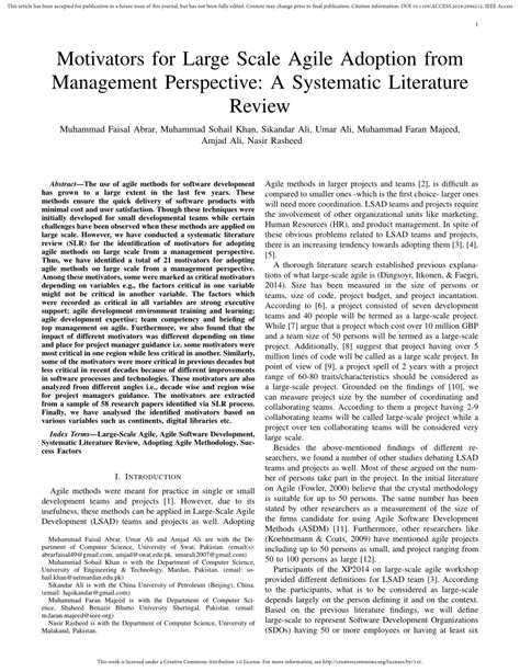 Pdf Motivators For Large Scale Agile Adoption From Management Perspective A Systematic