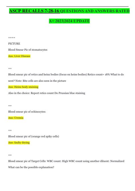 Ascp Recalls 7 28 16 Questions And Answers Rated A 2023 2024 Update Ascp Recalls 7 28 16