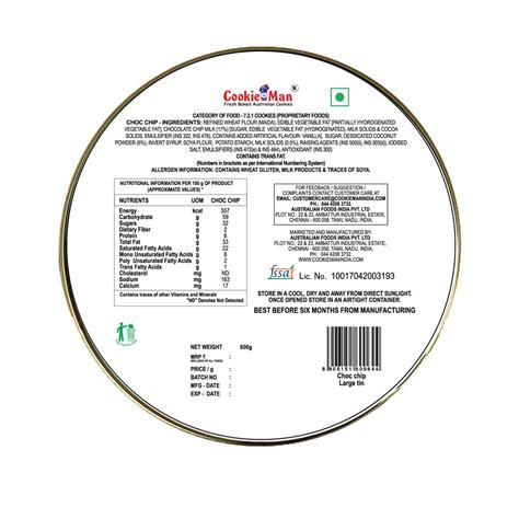 Choc Chip Cookies Tin Cookieman