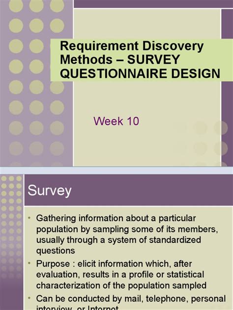 Requirements Discovery Method Part 3 Pdf Survey Methodology