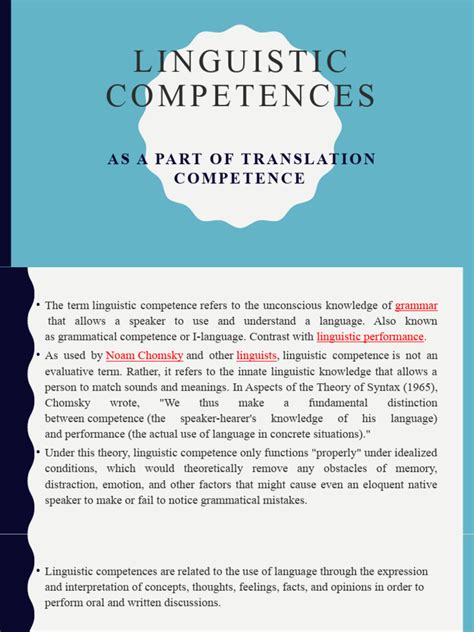 Understanding Linguistic Competence Pdf Linguistics Cognitive Science