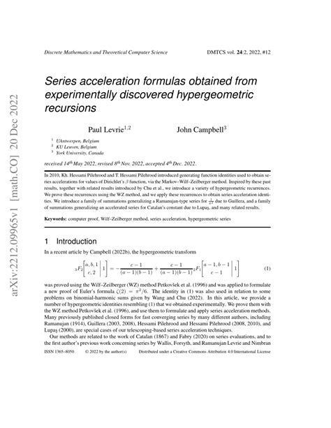 Pdf Series Acceleration Formulas Obtained From Experimentally